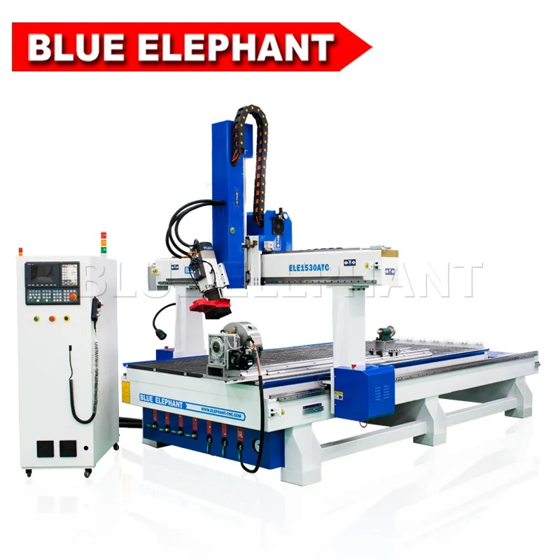 Blue Elephant Professional 4 Axis Atc Cnc Router Atc Engraving Machine Rotary Wood Cnc Router