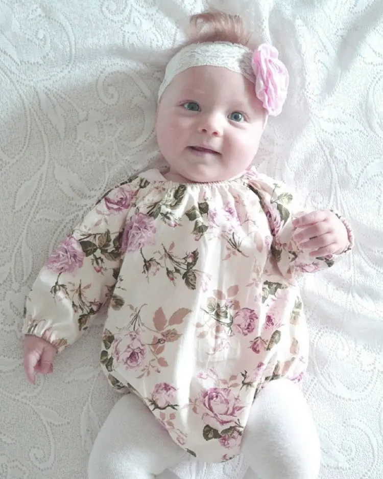 Floral Long Sleeve Infant Baby Girl Romper Jumpsuit Newborn Baby Romper ...