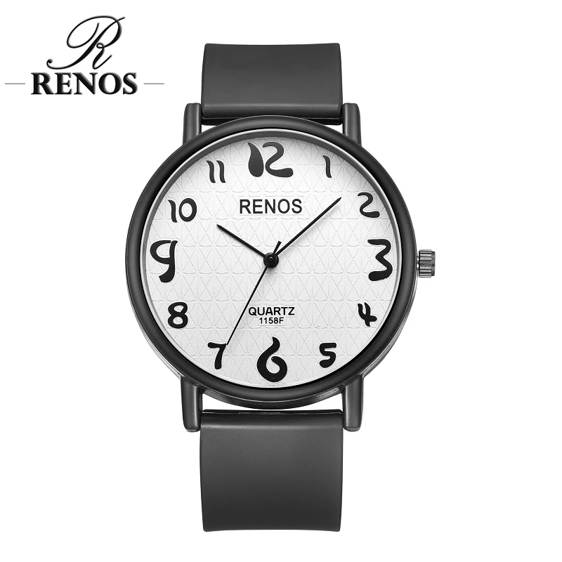 RENOS Women Watch With Box Simple Black White Wristwatches Fashion ...