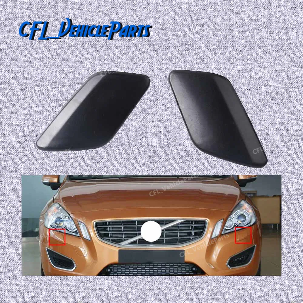 Pair Left+Right Front Bumper Headlight Washer Nozzle Cover Unpainted ...