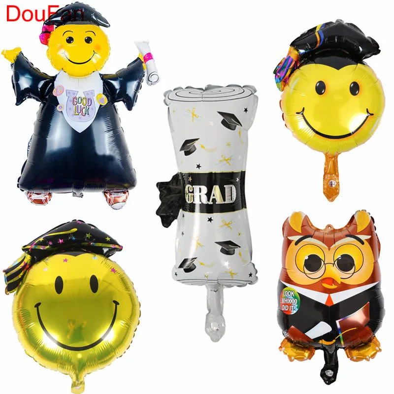 DouFan 1PC Graduation Balloon Grad Party Decoration Emoji Smiling Face ...