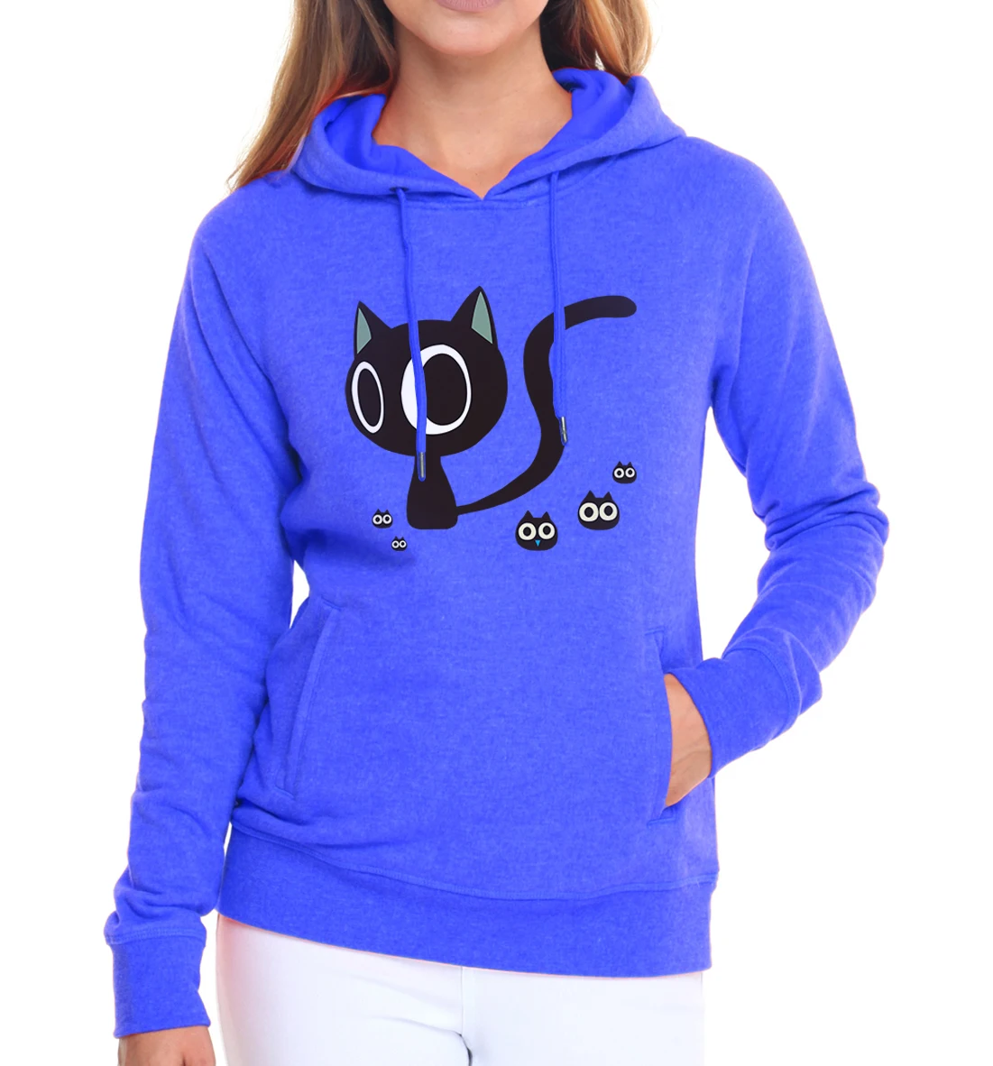 tracksuits cute black cats printed pullovers lady 2019 new arrival long ...