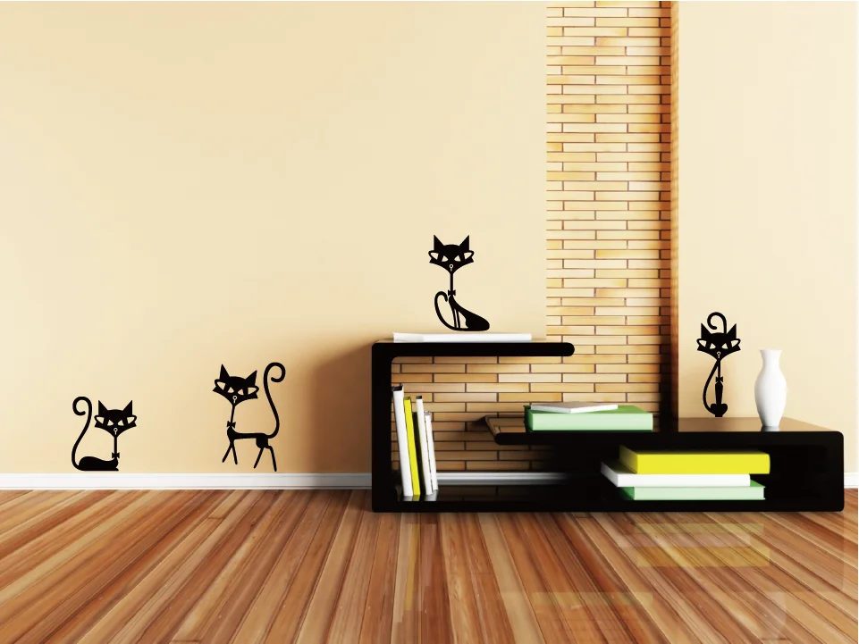 Funny Cats Vinyl Wall Sticker Creative Cartoon Animal Wall Decal for ...