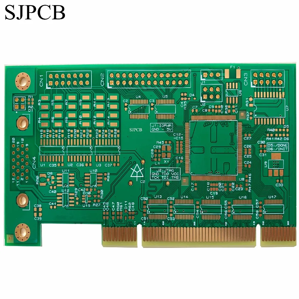 SJPCB Gold Finger 45 degree Chamfer Customized PCB Min. Via 0.3mm holes ...