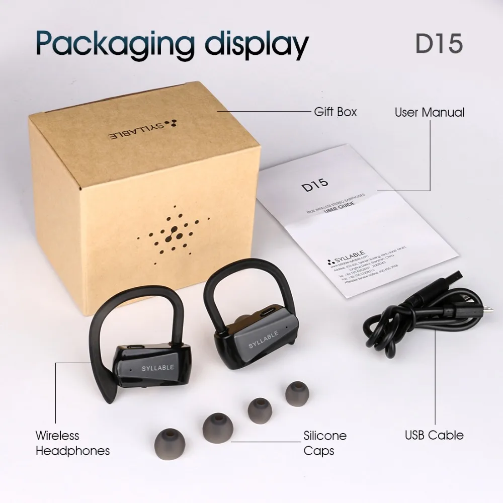 SALE 2018 SYLLABLE D15 TWS Wireless Bluetooth V5.0 Earphones True ...