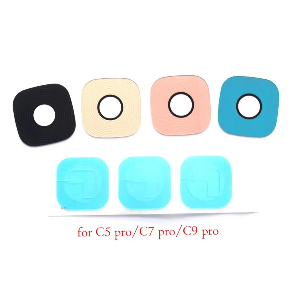 Anillo de lente de cristal de cámara trasera con pegatina para Samsung Galaxy C5 Pro C7 Pro C9 ...