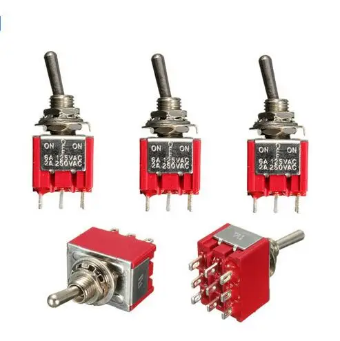 5pcs 3pdt On/off/on 3 Position 9 Pins Mini Toggle Switch 6a 125vac/2a ...
