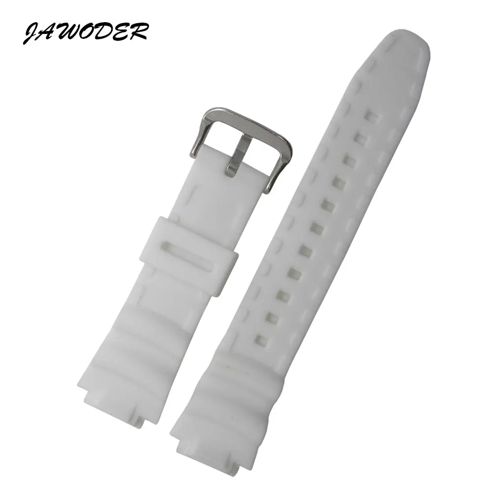 JAWODER watchbands 25mm white Silicone rubber watch band Strap for ...