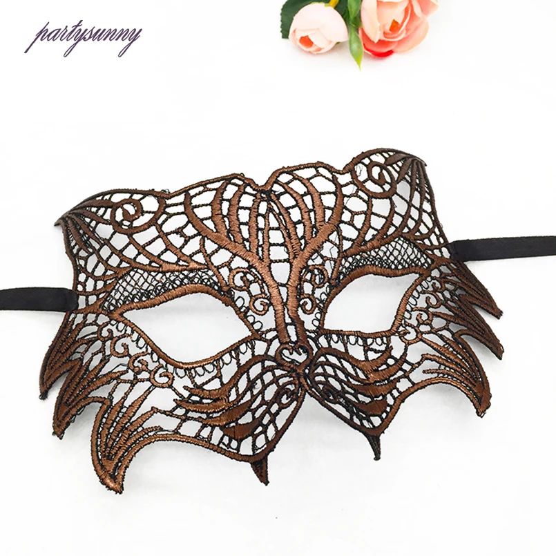 Pf Tiger Head Sexy Lady Lace Mask Upper Half Face Mask For Halloween ...