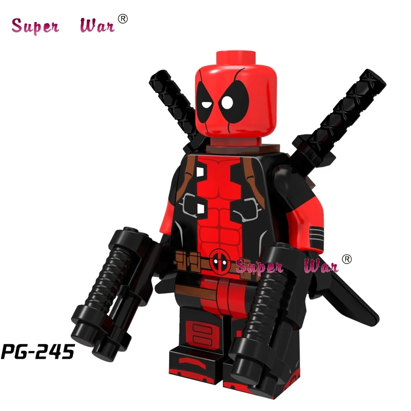 50pcs super heroes marvel comics model Dark Red Armed Deadpool building ...