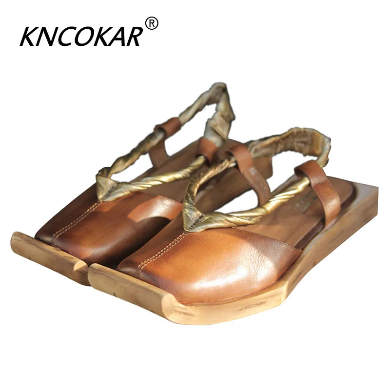 Creative Square Head Cowhide Women's Shoes Genuine Leather Slope Low ...