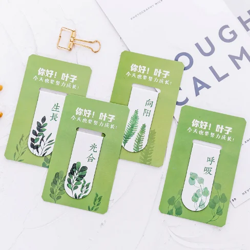 4Pcs/Lot Creative Cute Plants Metal Bookmark Gift Mini Bookmarks Clips ...