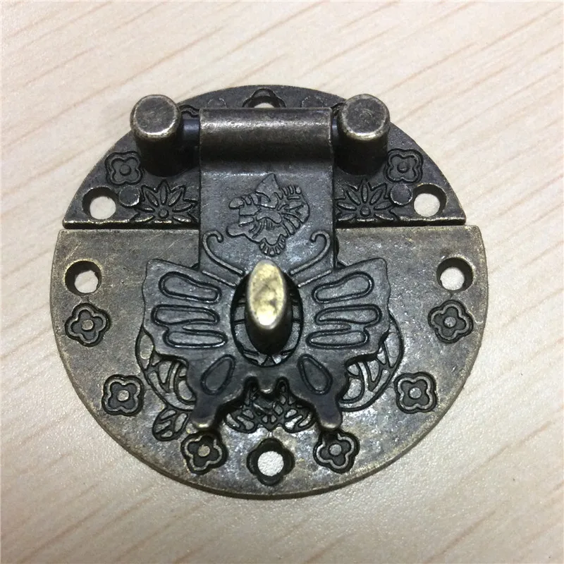 Box Buckles Pattern Carved Round,Wooden DIY Box Lock,Bronze Tone 3.9cm ...