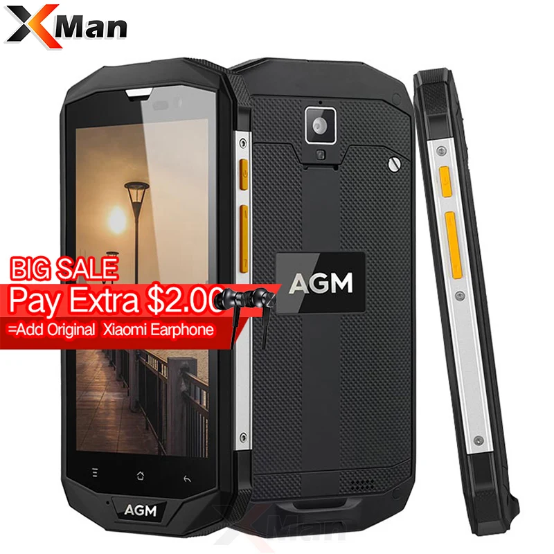 New AGM A8 SE IP68 Waterproof mobile phone 5.0" Android 7.0 4050mAh 2GB ...