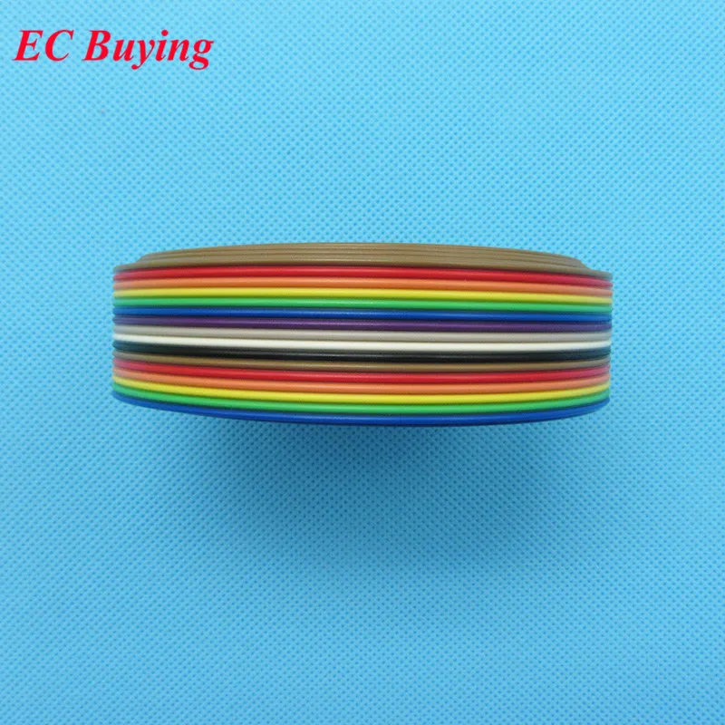 【KAMDSS015】10meters/lot ribbon cable 16 WAY Flat Color Rainbow Ribbon ...