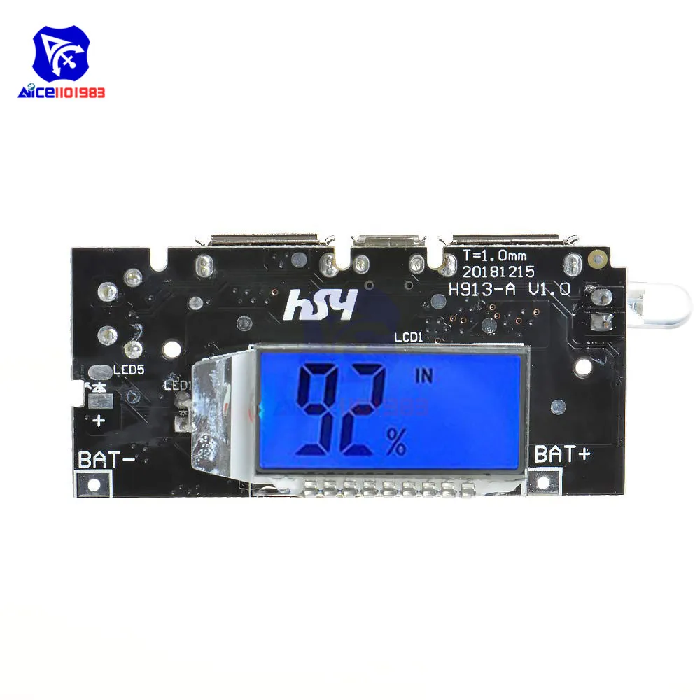 Power Bank 18650 Battery Charger Board Module Dual Usb 5v 1a 5v 2.1a ...