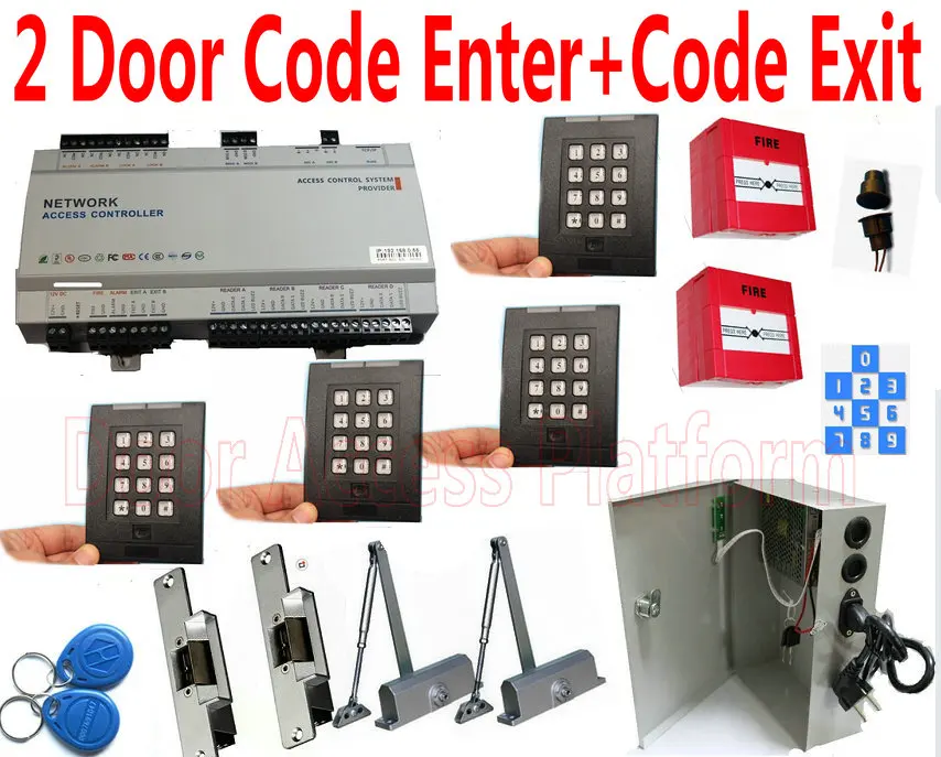 2 DEUR Code Voer + Code Exit Dubbele controle met 2 IP Controller PCB ...