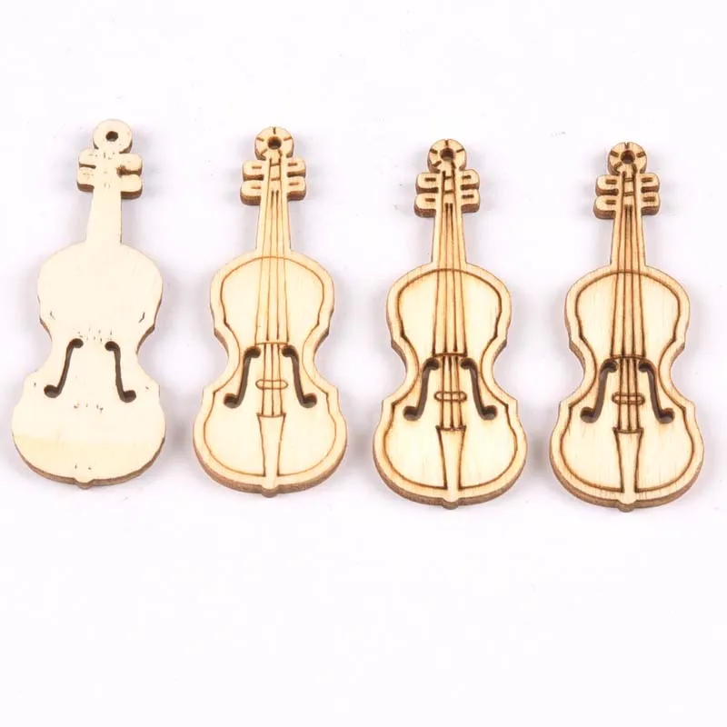 Mixed natrual violin pattern wooden Scrapbooking Craft for DIY Handmade ...