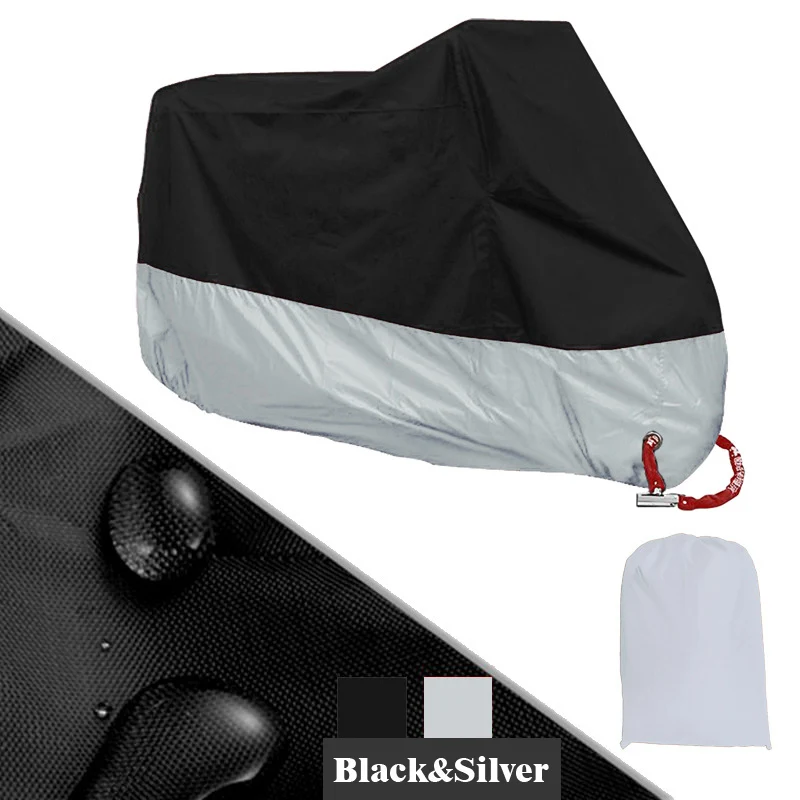 Motorcycle Cover Black Silver 4XL Waterproof Bike Outdoor Rain Dust UV ...
