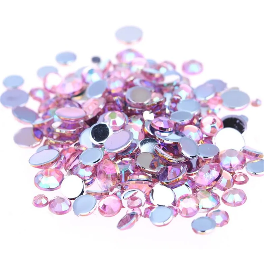 2MM 8MM Loose DIY Bling Pink AB Color Round Shape Acrylic Rhinestones ...