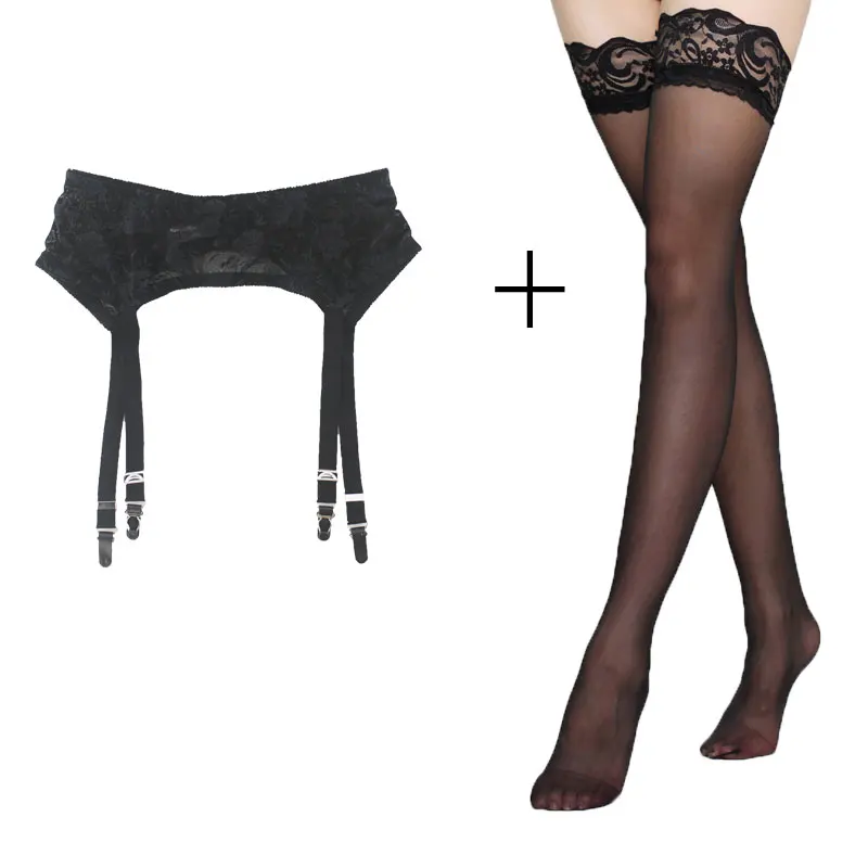 New Quality Vintage Black Sexy Plus Size Floral Garter Belt With Black
