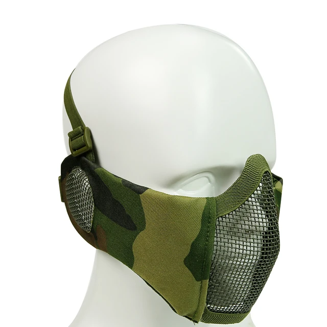 1000D Nylon Military Tactical Mask Half Face Ear Protection Airsoft ...