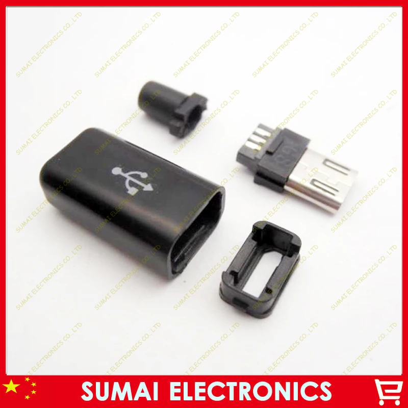 Free-shipping-25sets-lot-4-in-1-Black-DIY-Micro-USB-Male-Plug-mini-usb ...