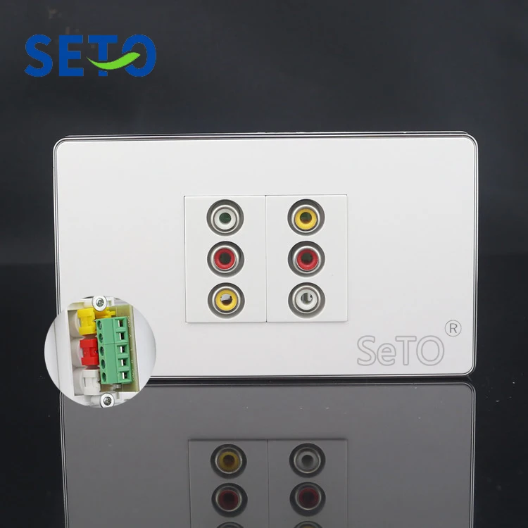Seto 120 Type Double Ports Rca Av Audio Video Connector Wall Plate ...