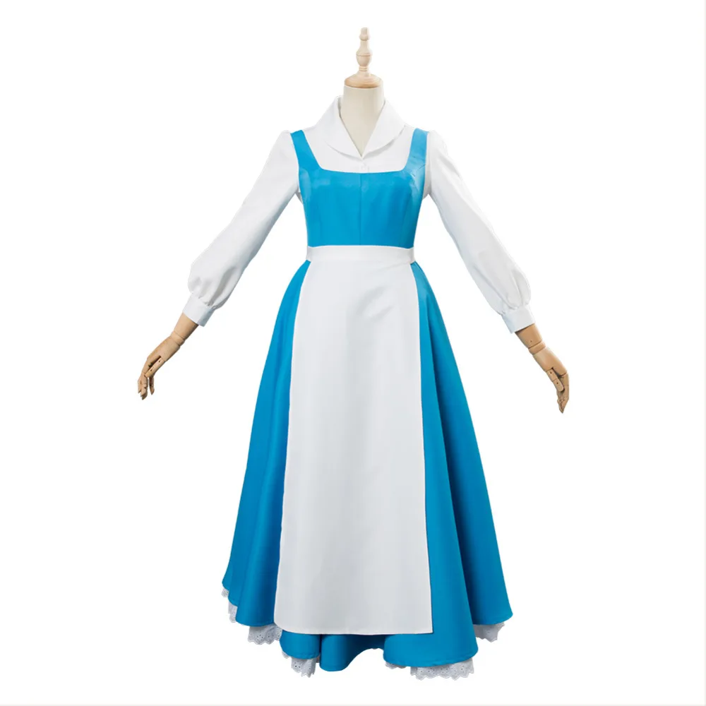 Beauty and The Beast Princess Belle Blue Maid Dress Cosplay Costume ...