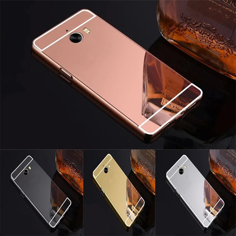 Fashion Luxury Rose Gold Mirror Cases For Huawei Y7 Alumimum Metal ...