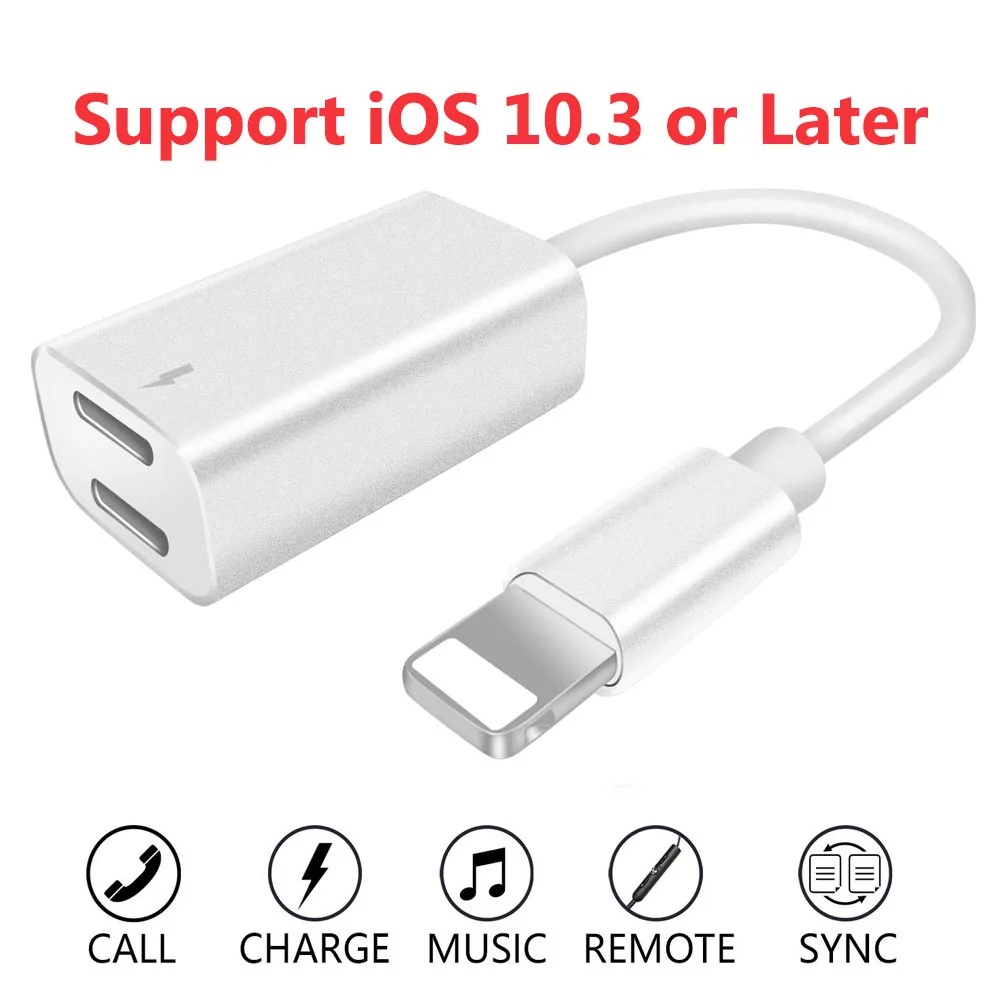 ZNNCO 2 in 1 for iphone 8pin Adapter Splitter Dual for 8pin Headphone ...