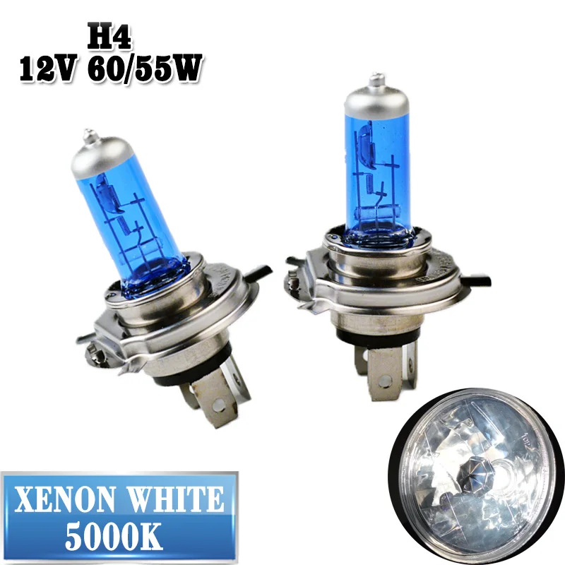 flytop 2 PCS 12V 60/55W H4 Halogen Lamp 5000K Car Halogen Bulb Dark ...
