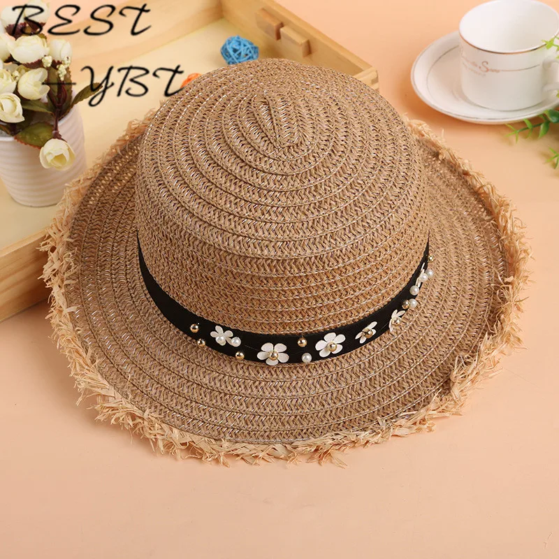 Korean version of flash large brimmed straw hat flat topped hat cute ...