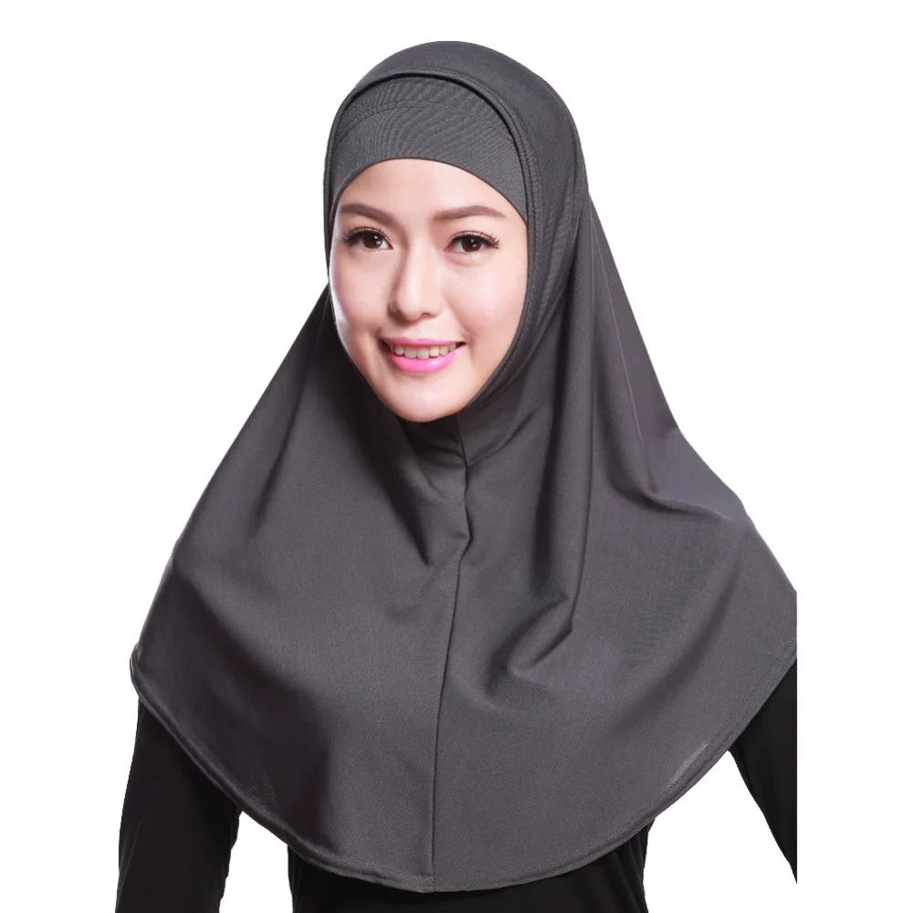 2PC Mercerized Cotton Islamic Women Hats Soft Muslim Inner Hijabs ...