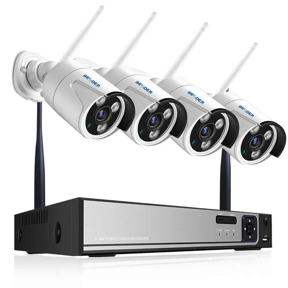 BESDER 4CH Wifi CCTV System HD 720P/960P Optional XMEye P2P Metal Case ...