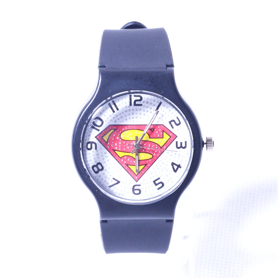 Fashion 3D Cartoon Superman Watch Men Watches Silicone Quartz Wrist ...