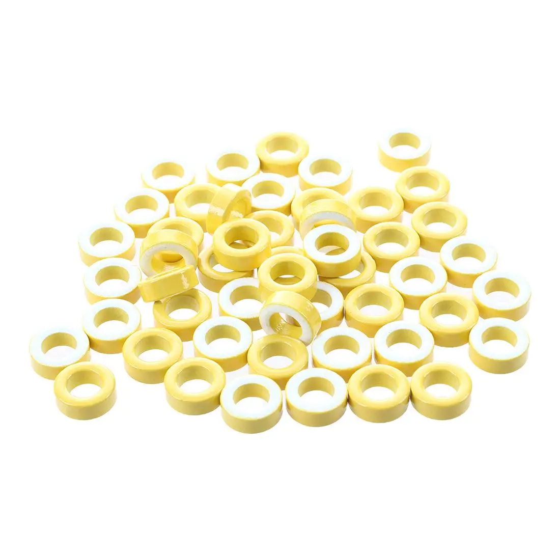 7mm Inner Diameter Ferrite Ring Iron Toroid Cores Yellow White 50PCS ...