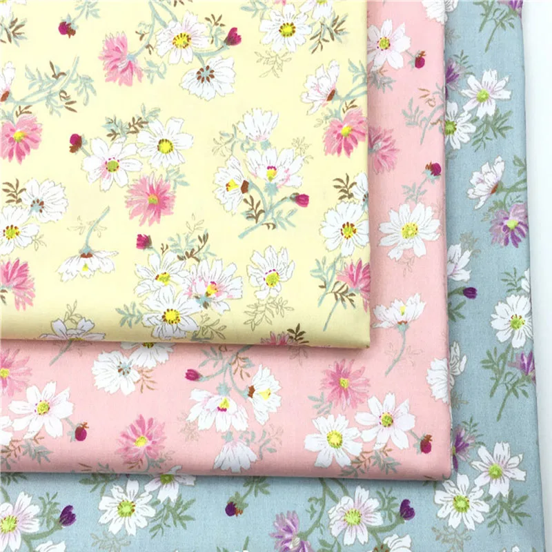 50x40cm 3 colors Pretty chrysanthemum flower printed cotton fabric ...