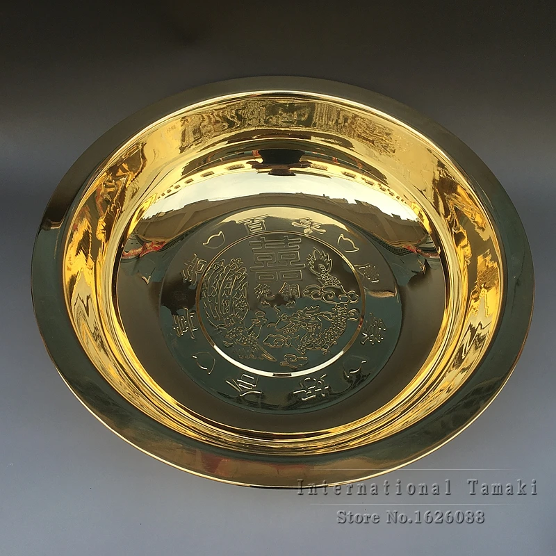 Home decoration handmade copper basin yellow bronze basin wedding basin ...