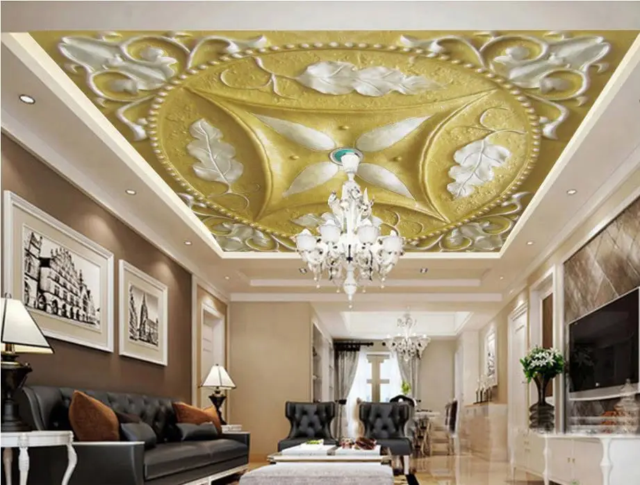 Custom ceiling 3d wallpaper Embossed pattern Wallpaper Ceiling Mural ...