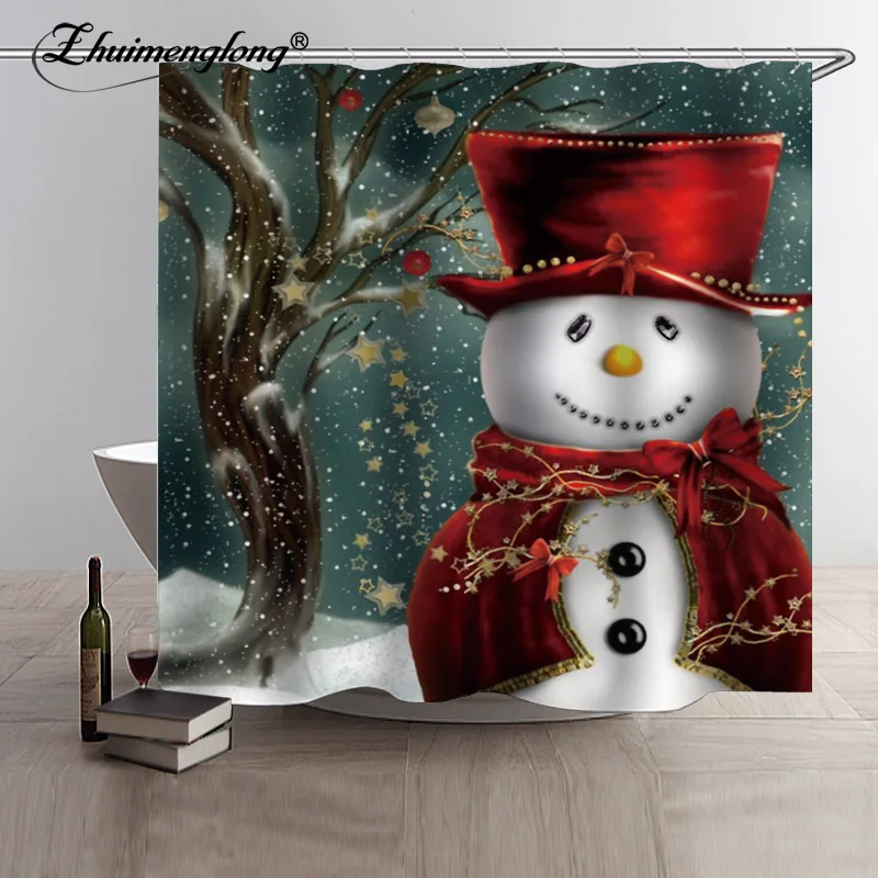 Zhuimenglong Snowman Waterproof 3d Shower Curtains Bathroom Curtain 180
