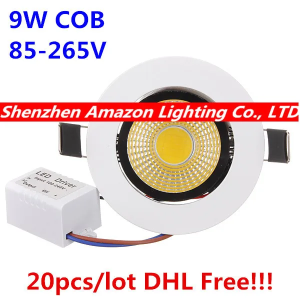 20pcs Recessed LED Down Light 9W COB Ceiling Downlight Warm White/Cold ...