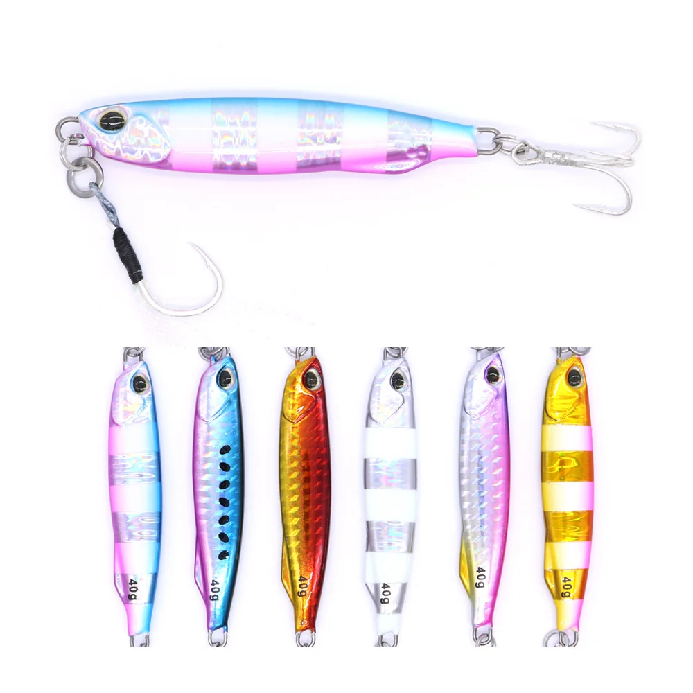 CASTFUN 20g 40g 60g Drag Metal Cast Slim Lure Casting Lures Bait Jig ...