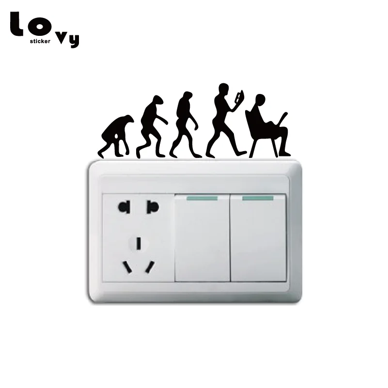 Evolution Laptop Vinyl Switch Sticker Creative Cartoon Silhouette Wall ...