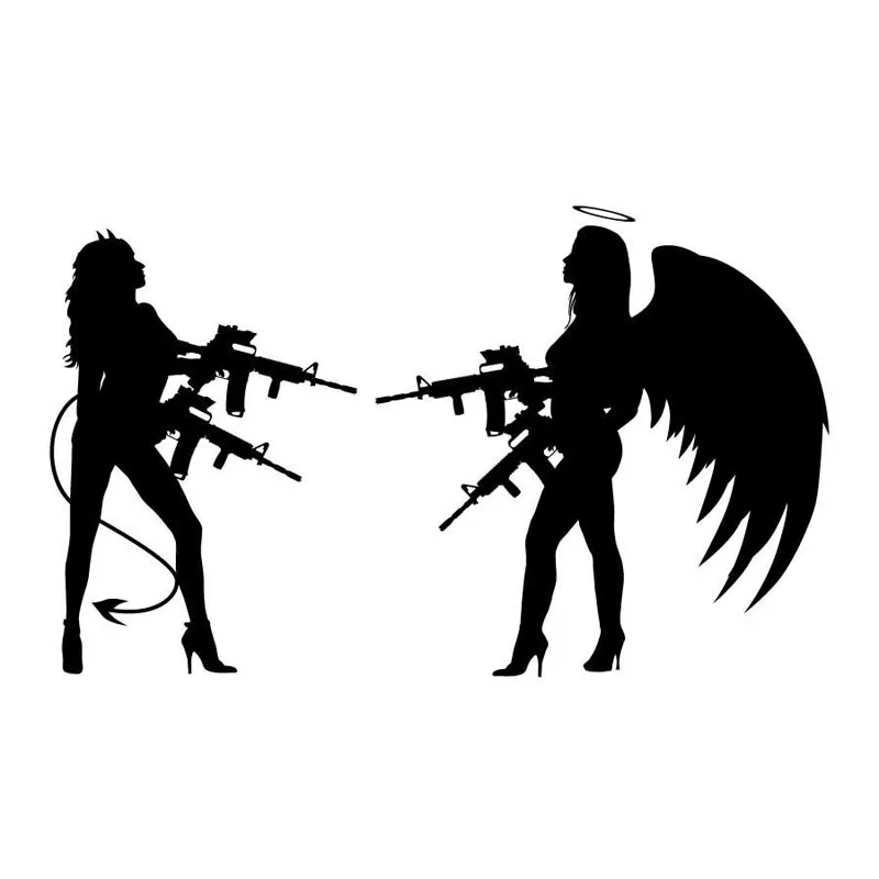 16 3 9 9cm Angel Devil Sexy Beauty Gun Car Stickers Personality Classic