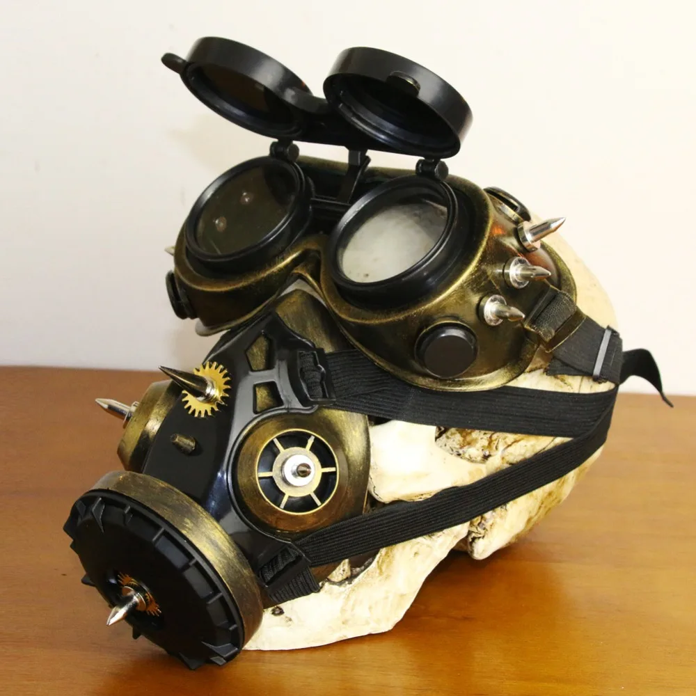 Retro-Bronze-Black-Plastic-Metal-Rivet-Steampunk-Mask-Goggles-Cosplay ...