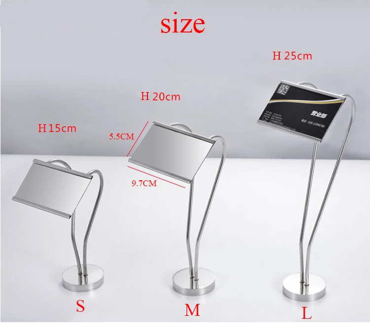 Silvery Metal Name Card Display Table Stand Sea Food Store Price Label ...