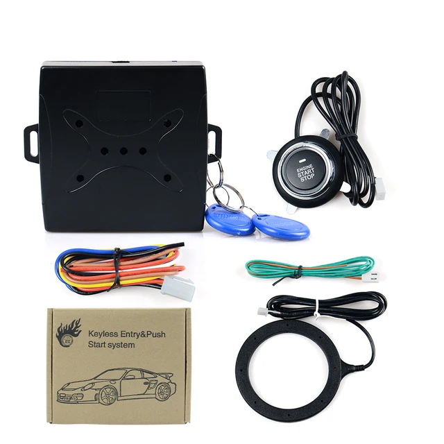 12V Auto Car Alarm One Start Stop Button Engine Push Button RFID Lock ...