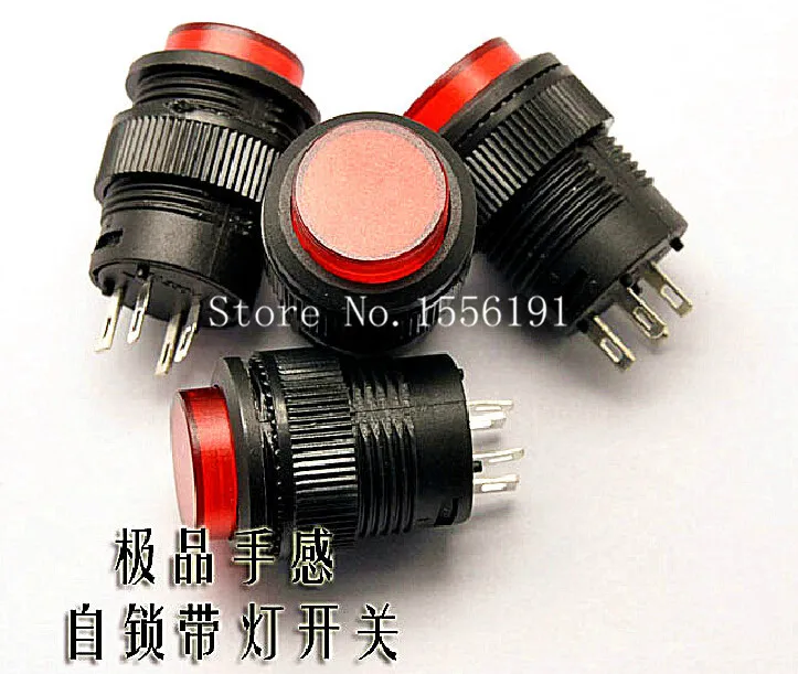 5PCS 4 Pin Push button switch with lamp R16 503AD 16mm 3A/250VAC Self ...