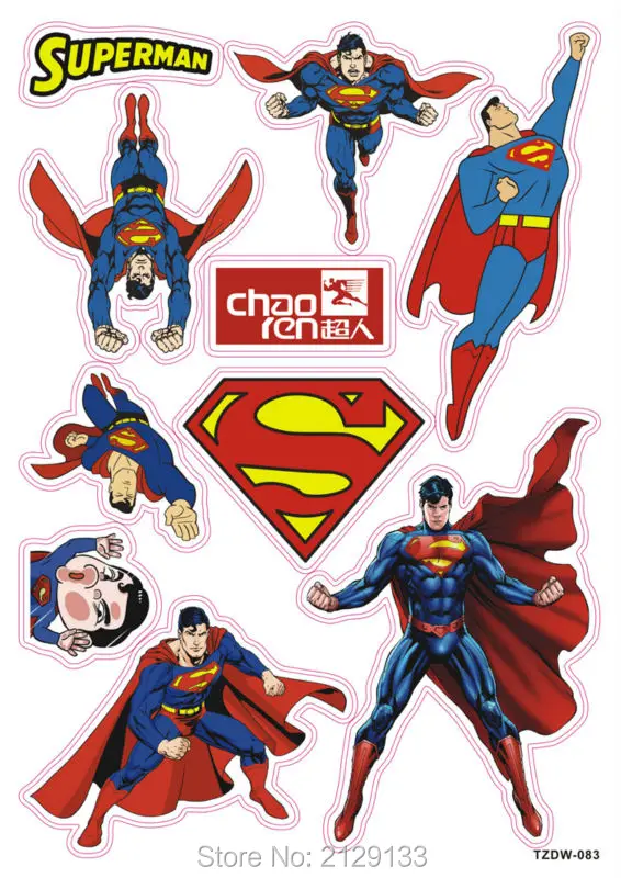 A4 Size Superman Doodle Cartoon Suitcases Guitar Car Bike Laptop ...